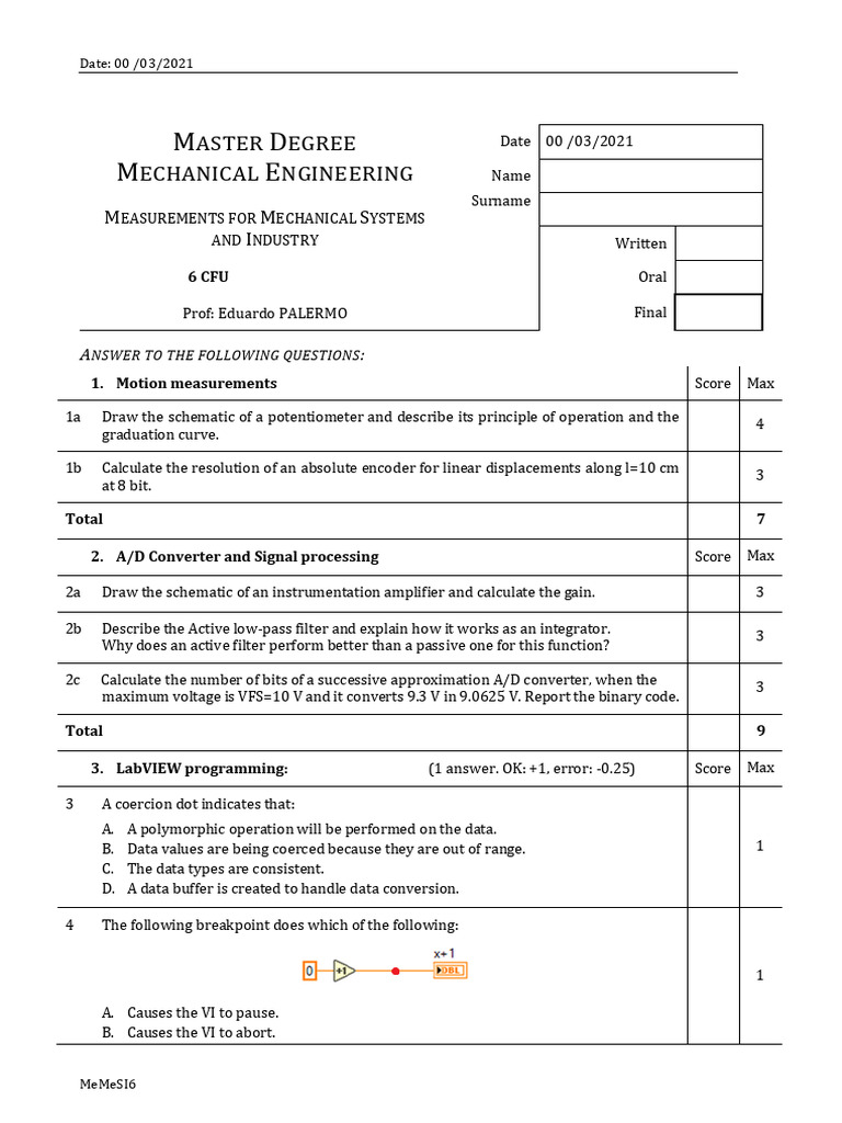 2021-03-00 - Esame Memesi - 6cfu | PDF | Control Flow | Data Type