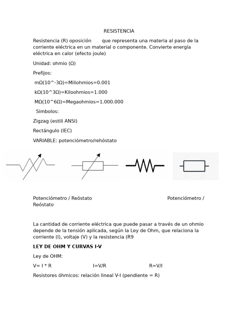 Conceptos Clave de Resistencia Eléctrica | PDF | Resistor | Resistencia ...