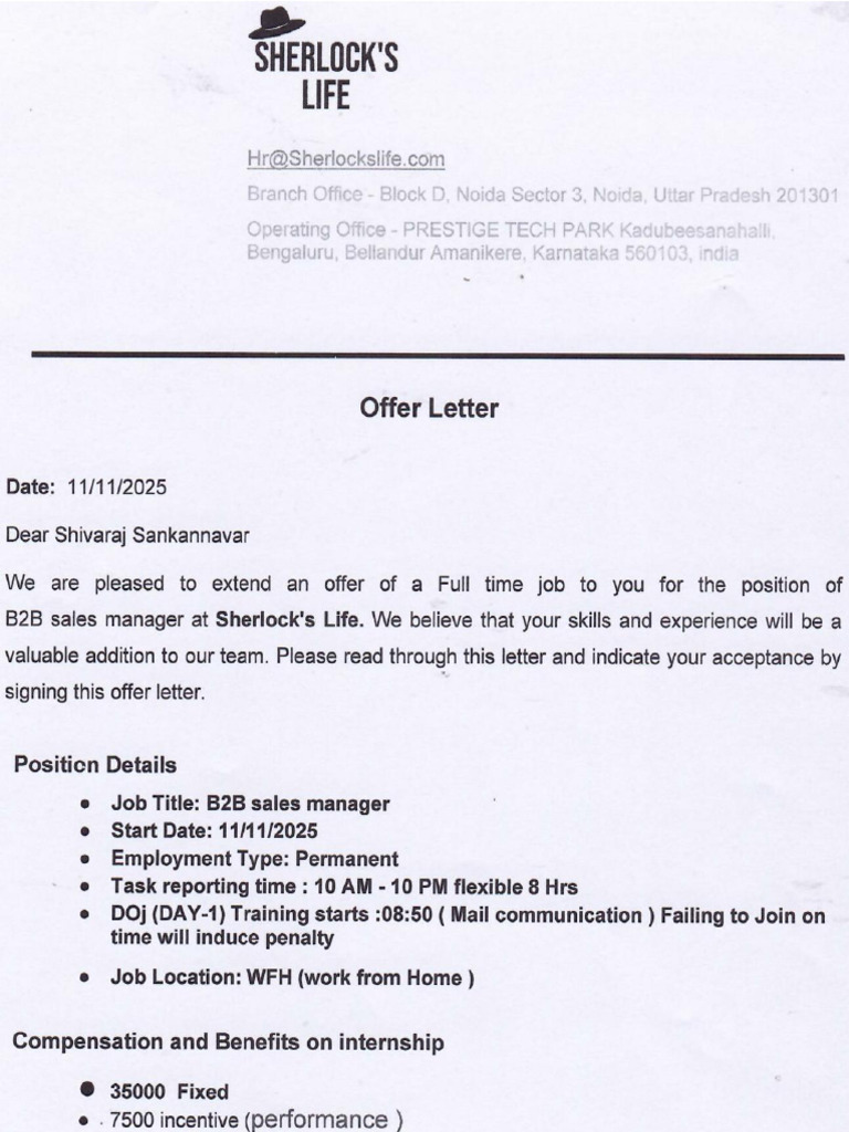 Signed Offer Letter | PDF