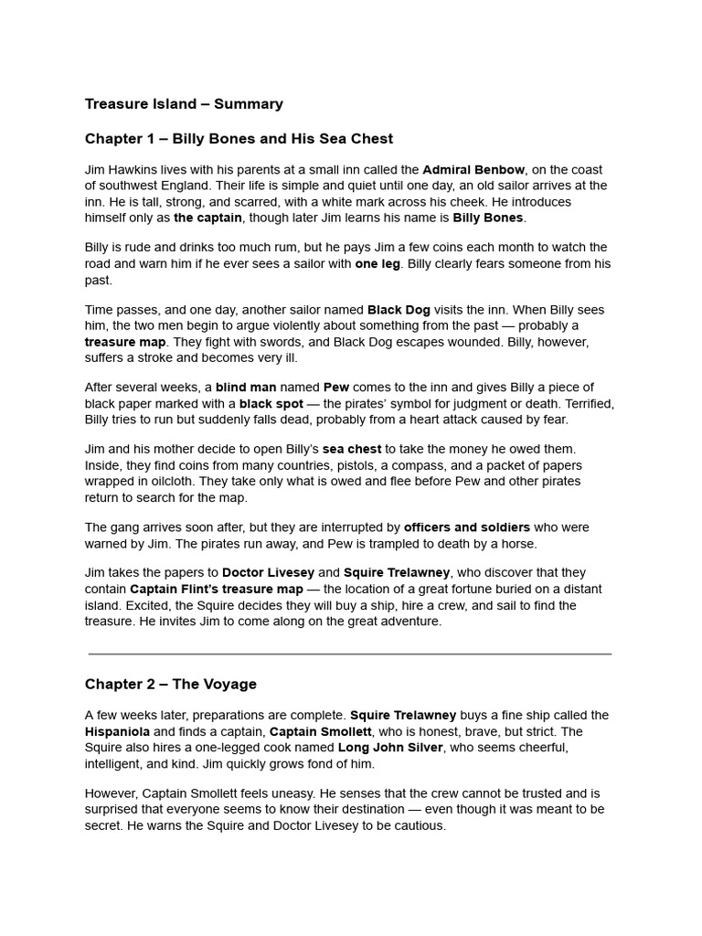 Treasure Island - Summary | PDF | Treasure Island