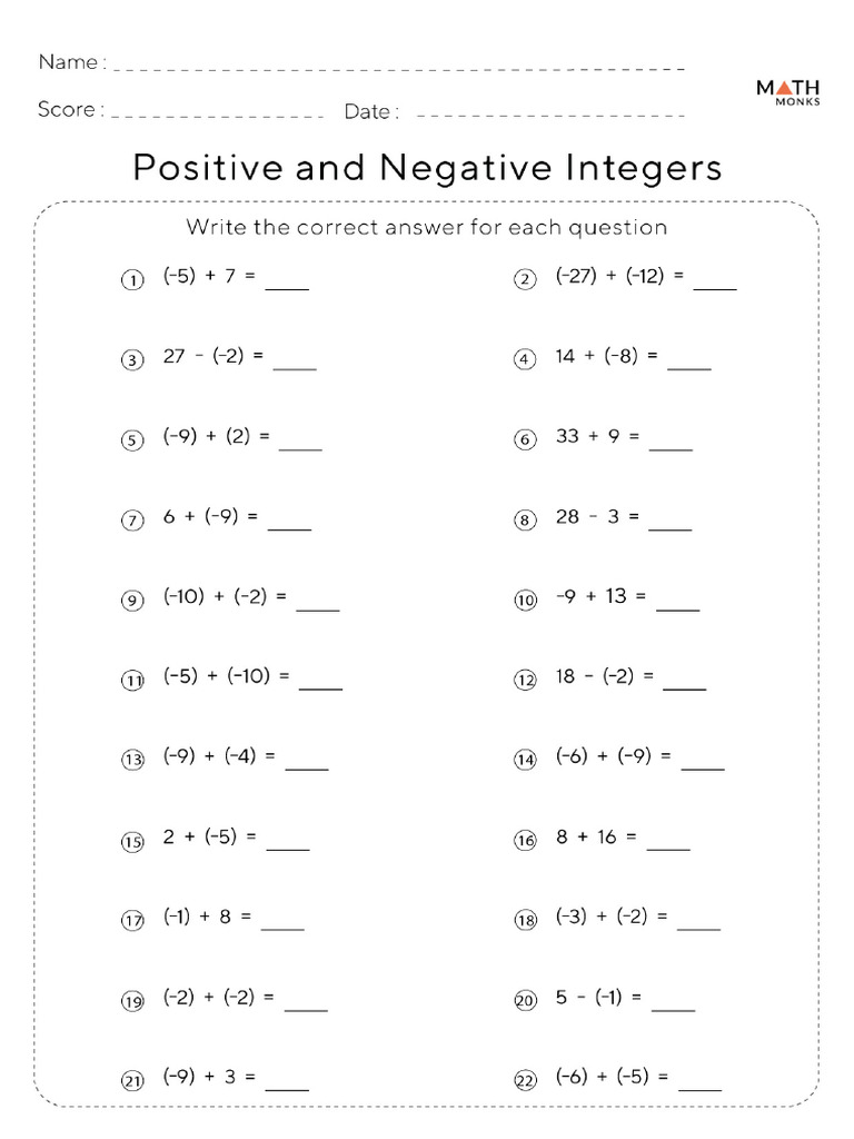 Integers 1 | PDF