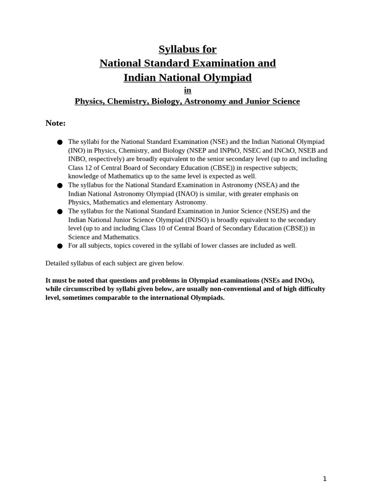 NSE Syllabus | PDF | Optics | Magnetic Field