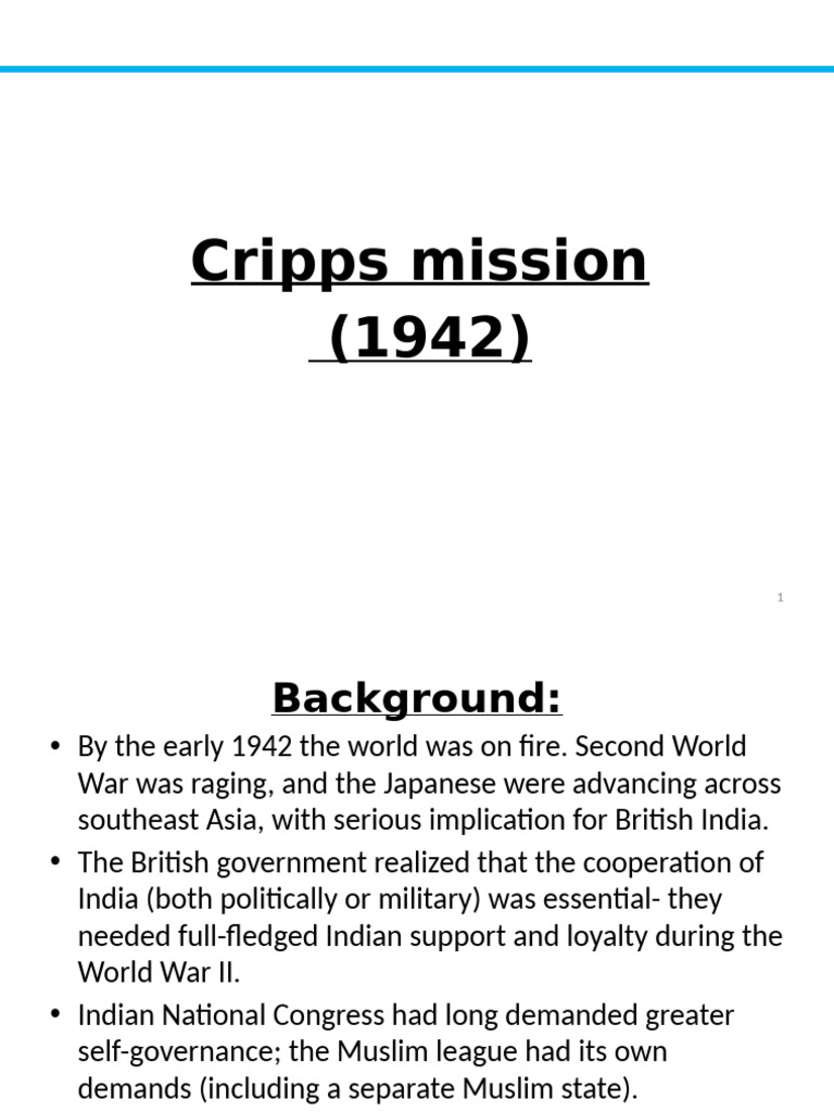 Cripps Mission | PDF | Indian National Congress | Muhammad Ali Jinnah
