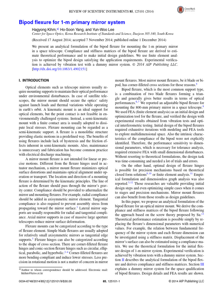 Thermal Stress in Bipod Flexure Design | PDF | Bending | Finite Element ...