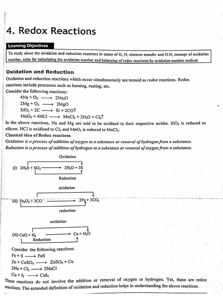 11 Redox+Reactions+Notes | PDF