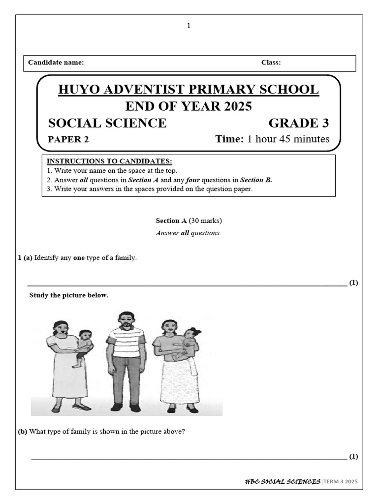 Grade 3 HBC Social Science Paper 2 Term 3 2025 | PDF