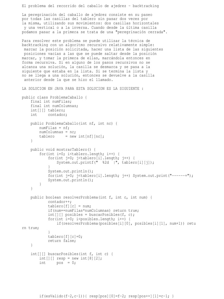 Movimiento Del Caballo en Ajedrez en Java | PDF