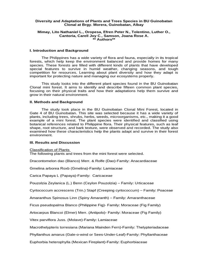 Project Botany Group 7 | PDF | Leaf | Trees