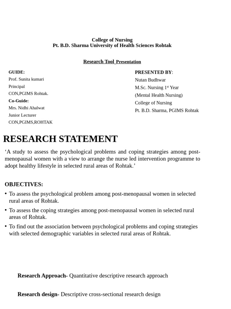 Nutan Ppt Tool Presentation Final | PDF | Mental Health | Human Diseases And Disorders