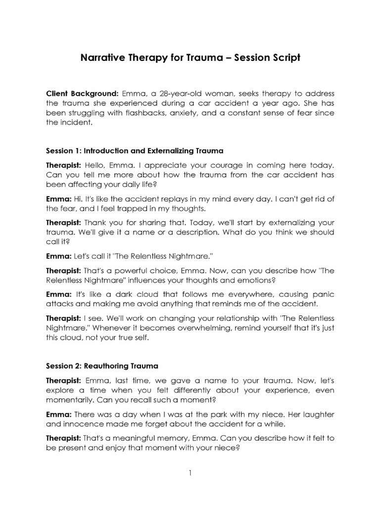 30 Narrative Therapy For Trauma - Session Script | PDF