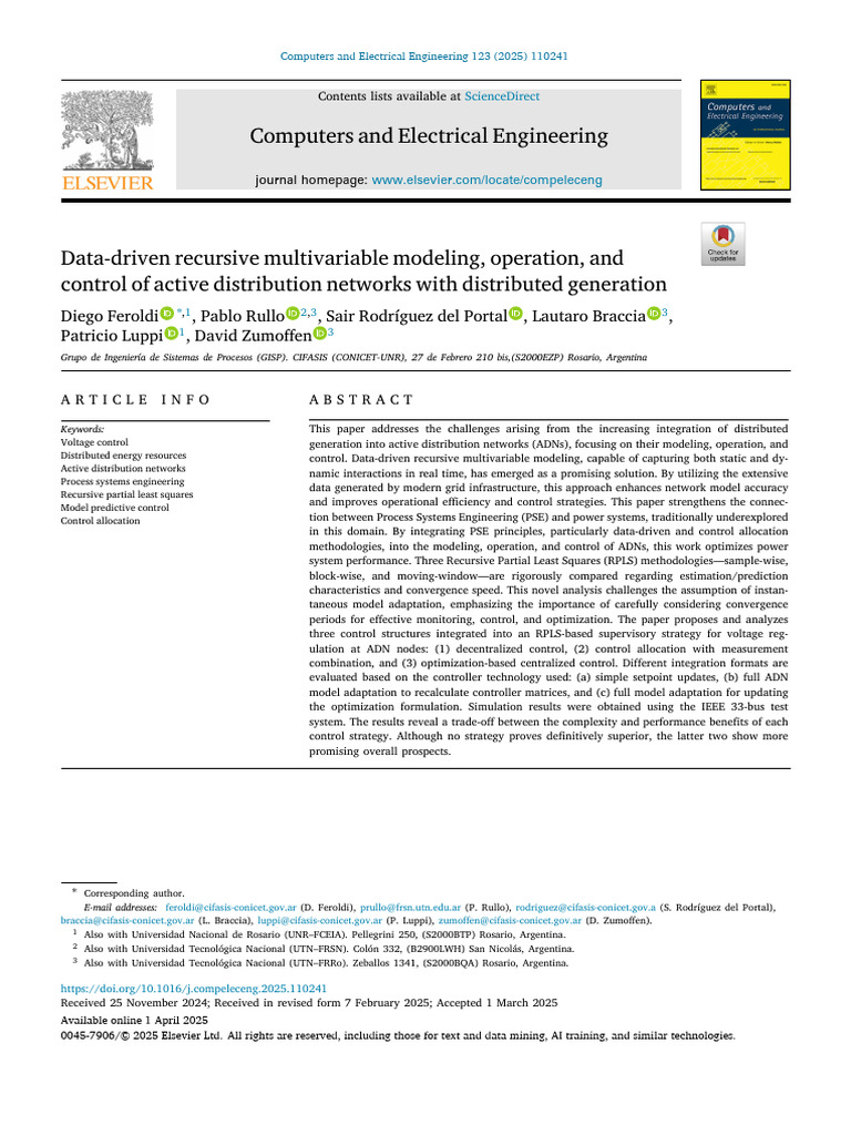 Data Driven Recursive Multivariable Modeling Operation 2025 Computers ...