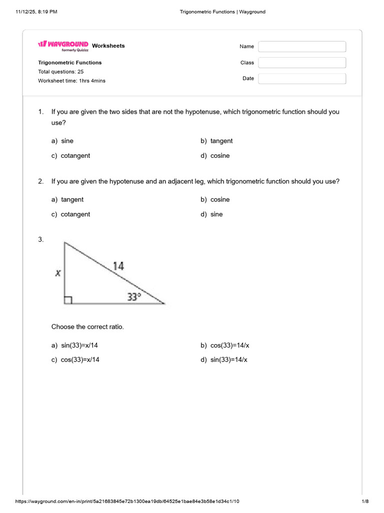 Quizizz - Trigonometric Functions | PDF | Trigonometric Functions ...