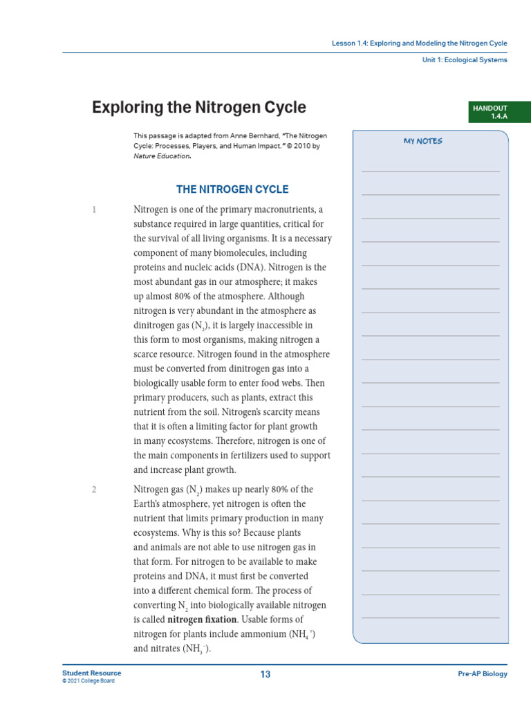 I BIO SR U1 ECO1 L1.4 | PDF | Ecosystem | Nitrogen