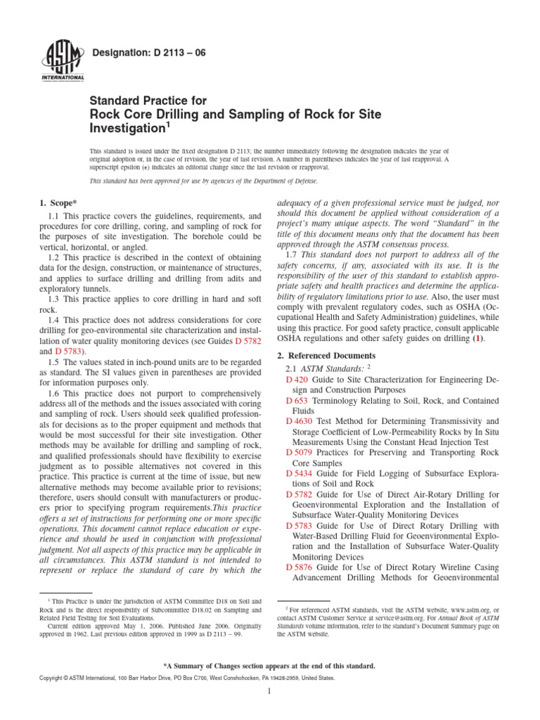 Rock Core Drilling and Sampling of Rock For Site Investigation | PDF ...