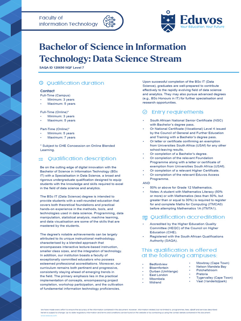2026 Factsheet Bachelor of Science in Information Technology - Data ...
