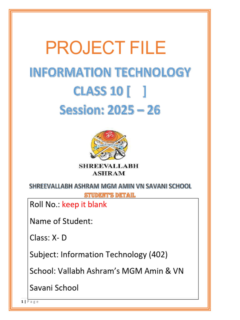 Class 10 IT Project File 2025-26 | PDF | Databases | Database Index