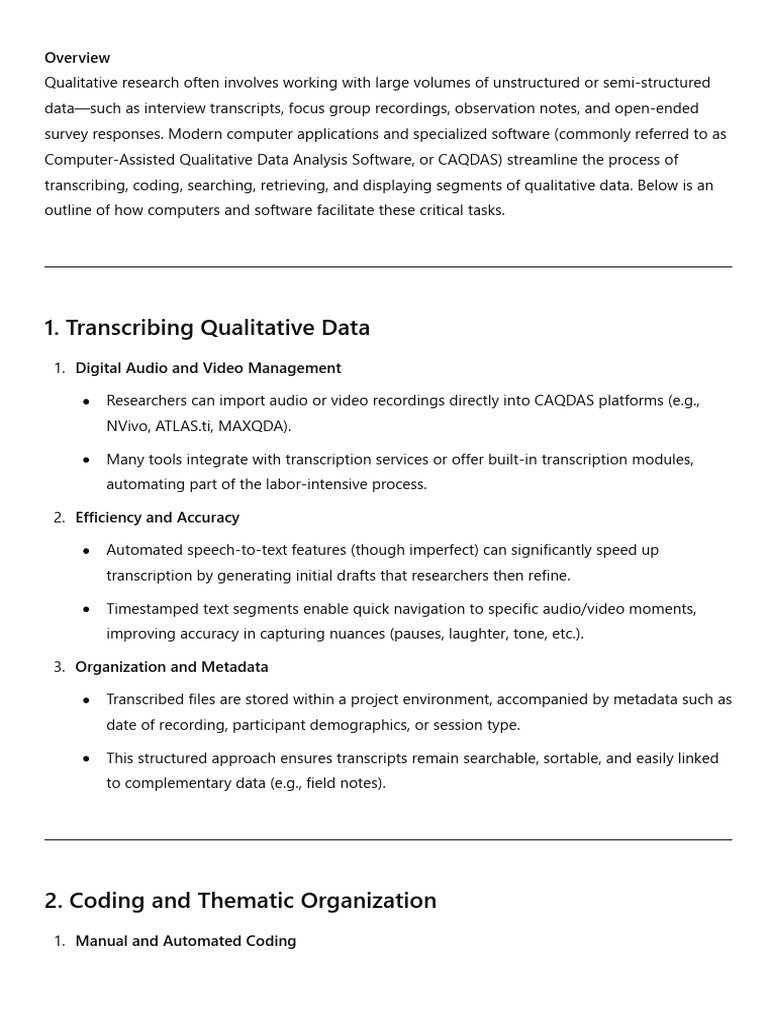 Application of Computers and Software in Processing Qualitative Data | PDF | Qualitative ...