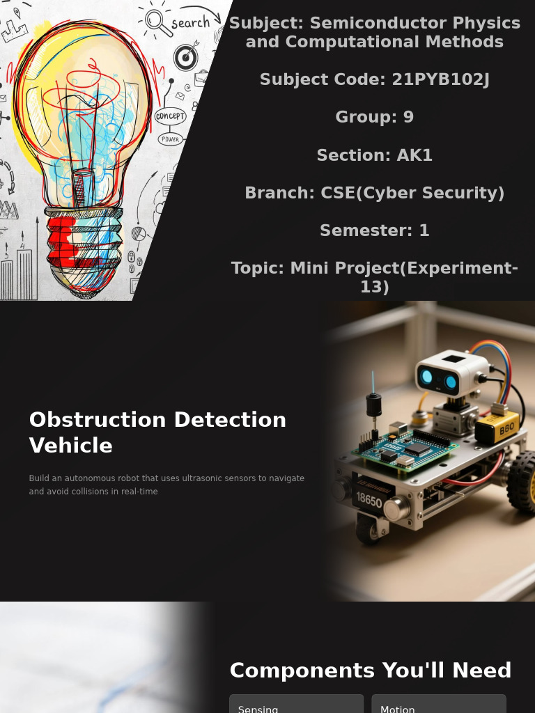 Obstruction Detection Vehicle | PDF | Electric Motor | Arduino