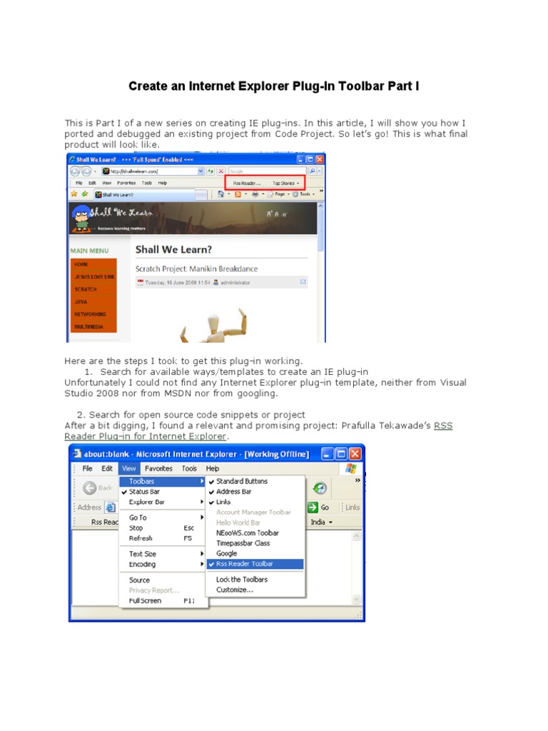 Create An Internet Explorer Toolbar Plugin | PDF | Art | Computers