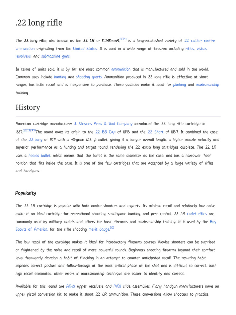 .22 Long Rifle - Wikipedia | PDF | Cartridge (Firearms) | Projectile ...
