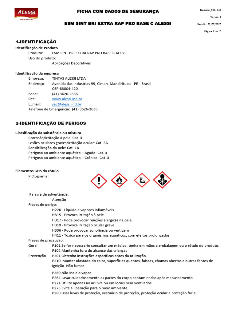 Fds_esm Sint Bri Extra Rap Pro Base c Alessi | PDF