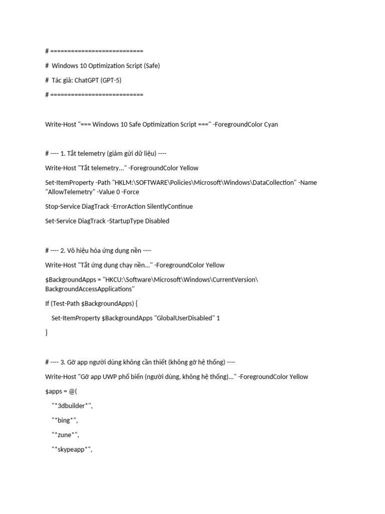 Windows 10 Optimization Script | PDF