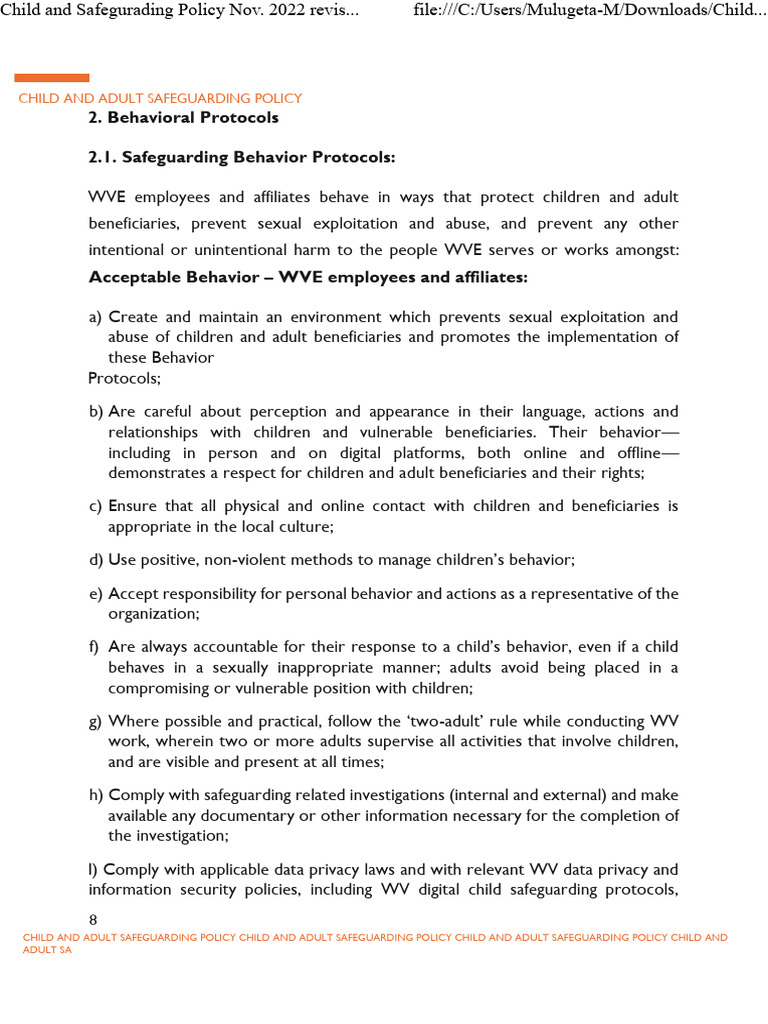 Child and Adult Safeguarding Policy | PDF | Justice | Crime & Violence