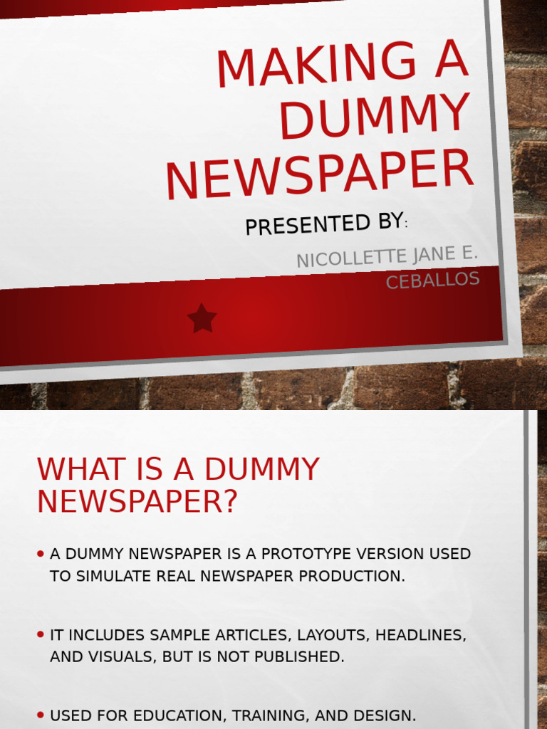 Making A Dummy Newspaper Presentation | PDF | Newspapers | Page Layout