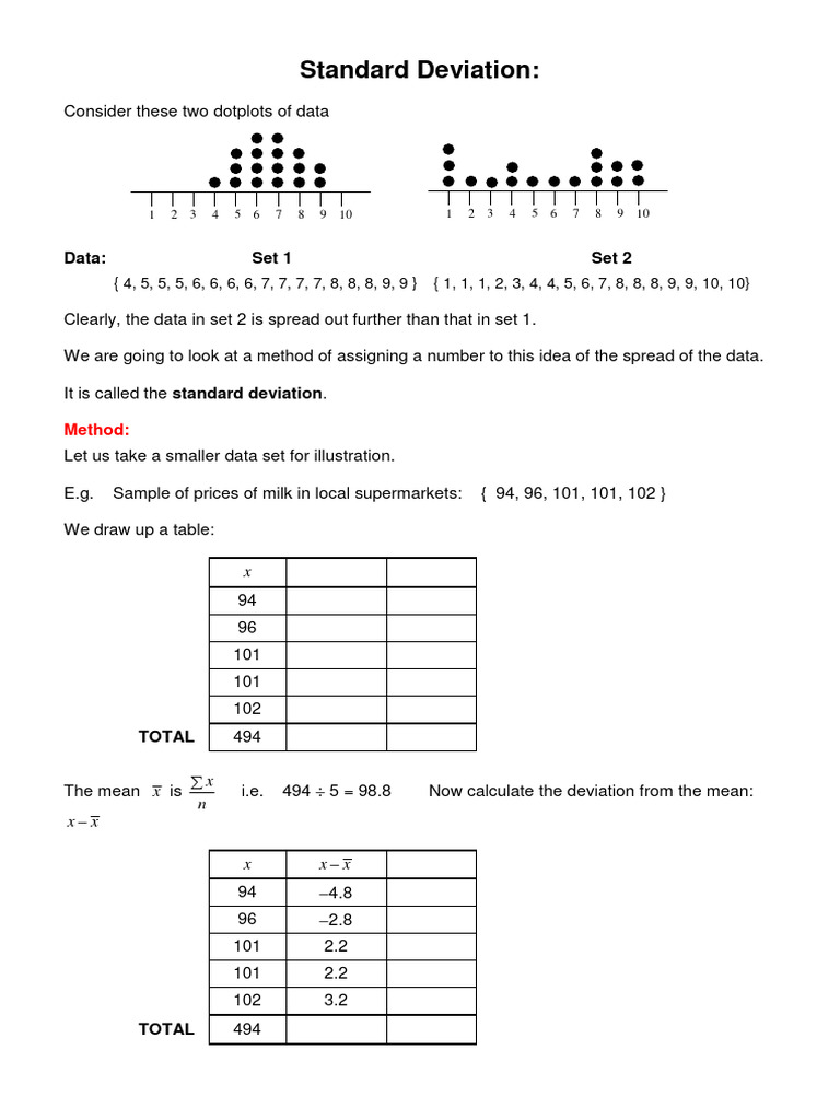 Standard Deviation Notes | PDF | Standard Deviation | Descriptive ...