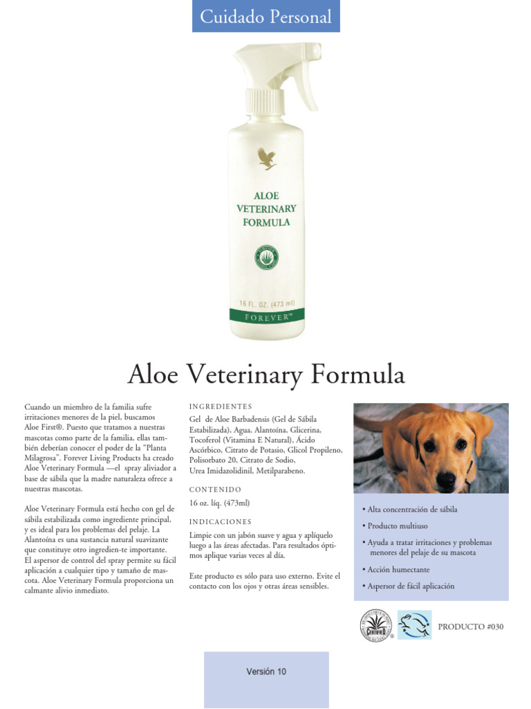 Aloe Veterinary Formula Spa2 | PDF | Sustancias químicas