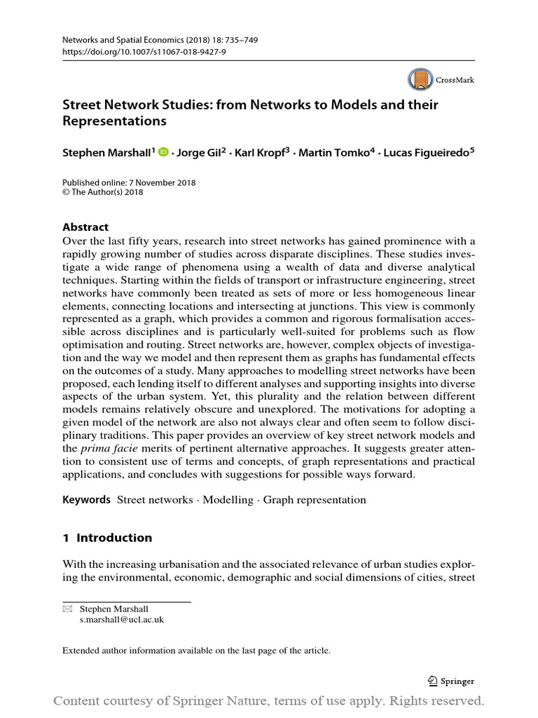 Street Network Studies From Networks To Models and | PDF | Vertex ...