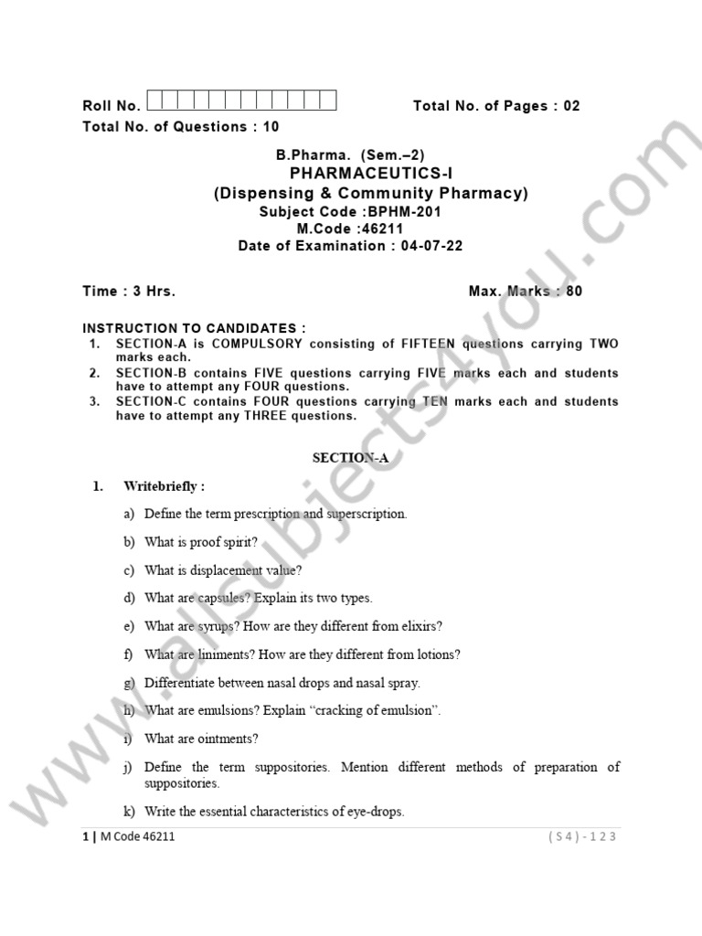 46211-BPHM-201 | PDF | Pharmacy | Pharmacology