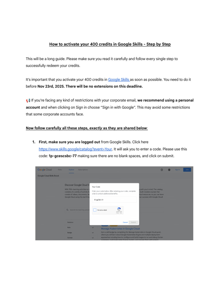 PCAX02-GETCERT - 2025.11.04 - AWS - Google Skills Activation Step by Step | PDF | Computing ...