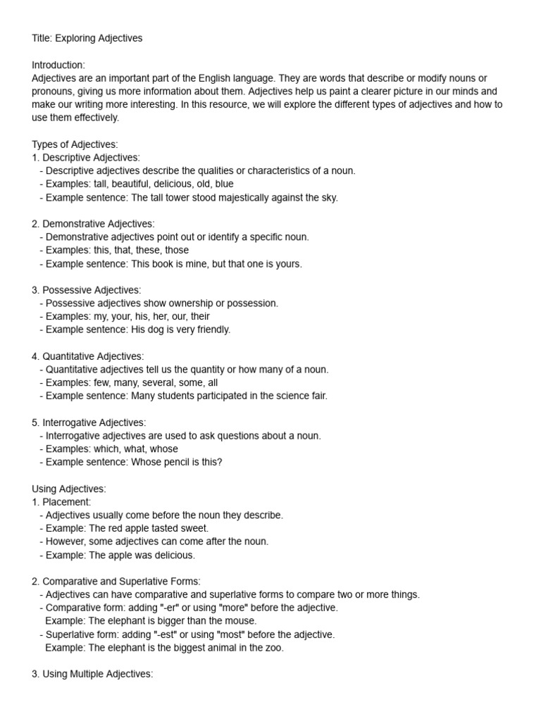 Grammar Practice Workbook | PDF | Adjective | Noun