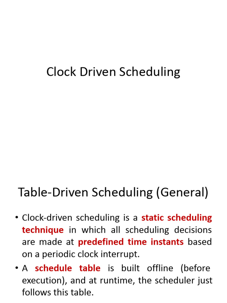 Clock-Driven Scheduling Overview | PDF | Scheduling (Computing ...