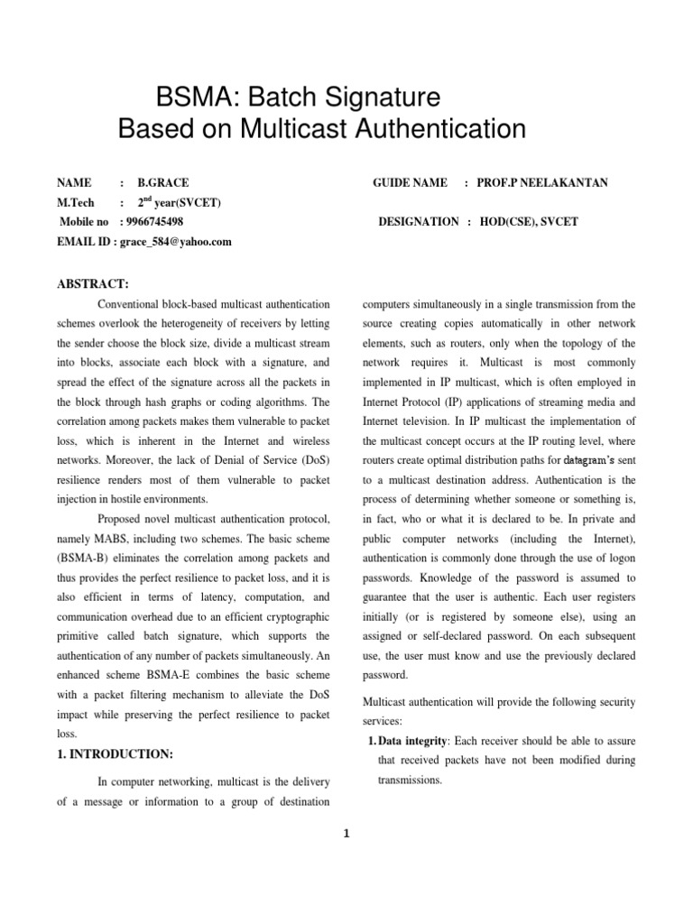 Bsma Batch Signature Based On Multicast Authentication Abstract Pdf