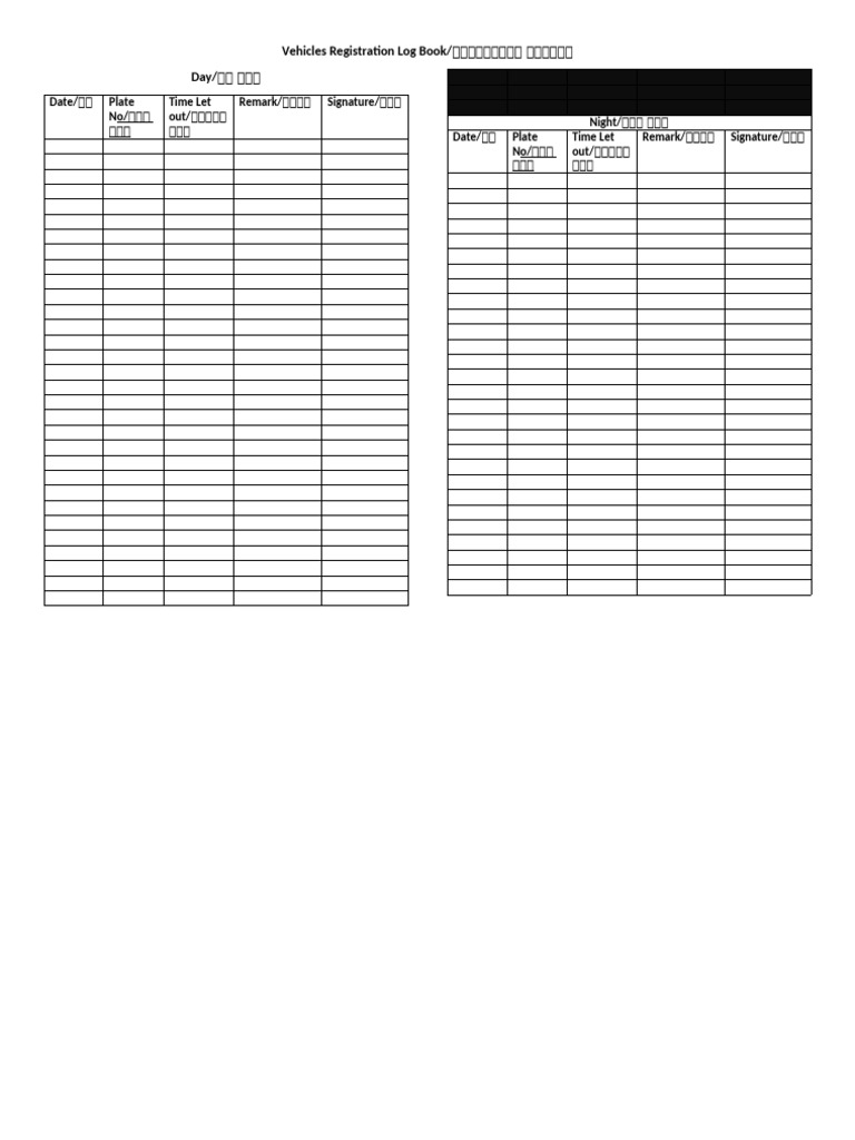 Vehicles Registration Log Book | PDF
