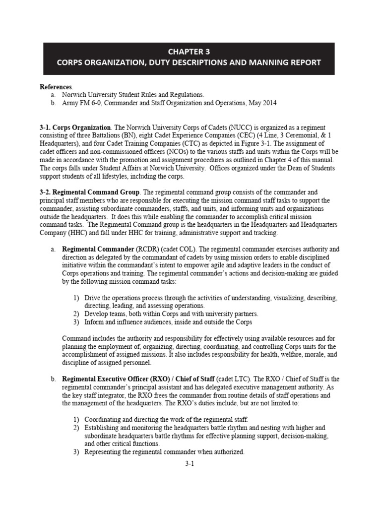 Norwich University Corps Organization Guide | PDF | Staff (Military ...