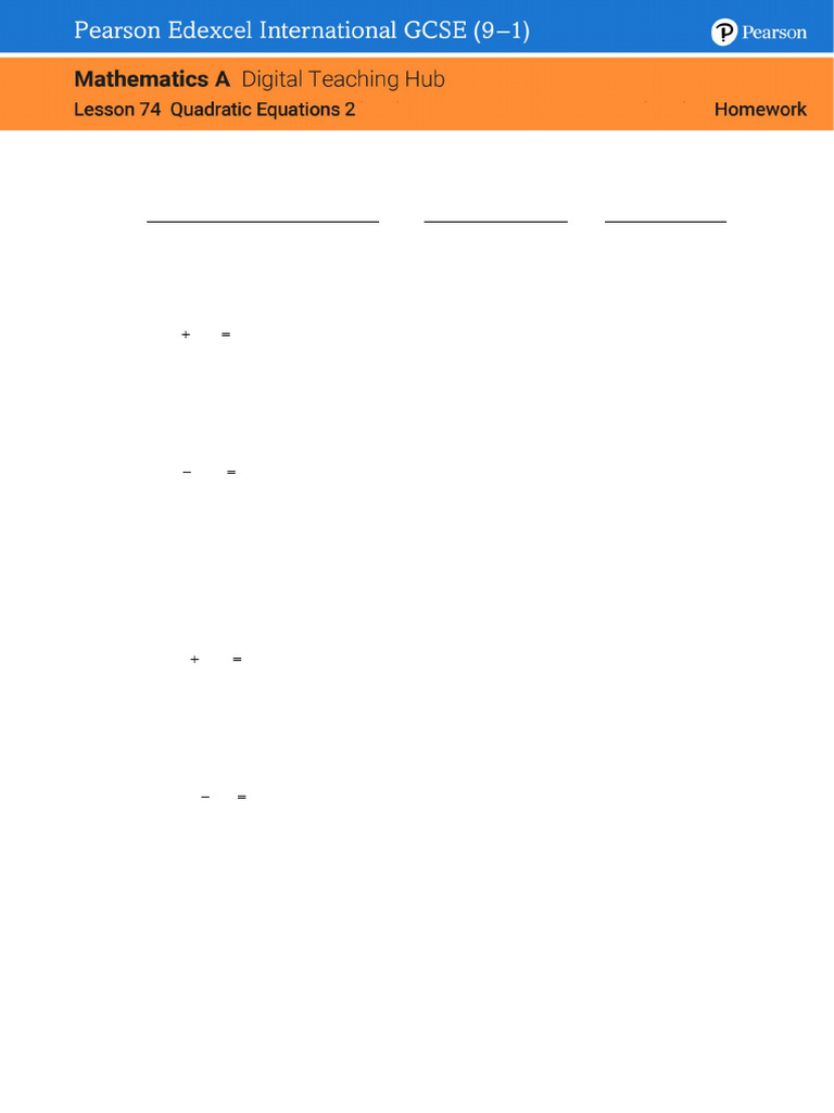 Quadratic Equations Homework 1 | PDF