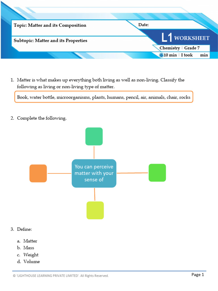 Worksheet Edited | PDF | Matter | Chemical Substances