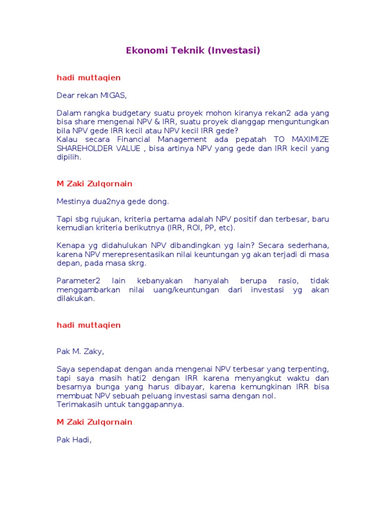 IRR Dan NPV | PDF