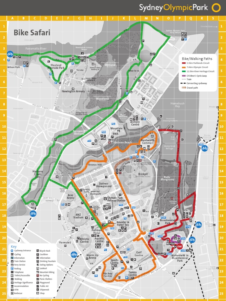 Sydney Olympic Park Cycling Map | PDF | Trail | Outdoor Recreation