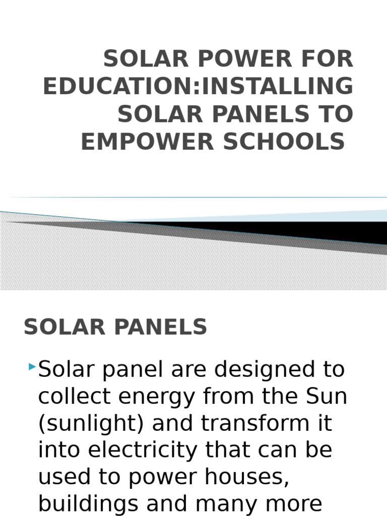 Solar Power For Education | PDF | Energy And The Environment | Energy ...