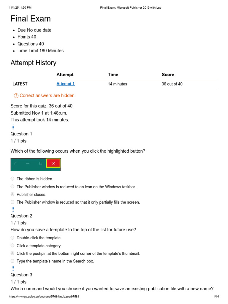 Microsoft Publisher 2019 Final Exam | PDF | Software | Computing