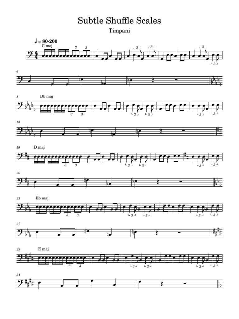 Timpani Subtle Shuffle Scales Guide | PDF