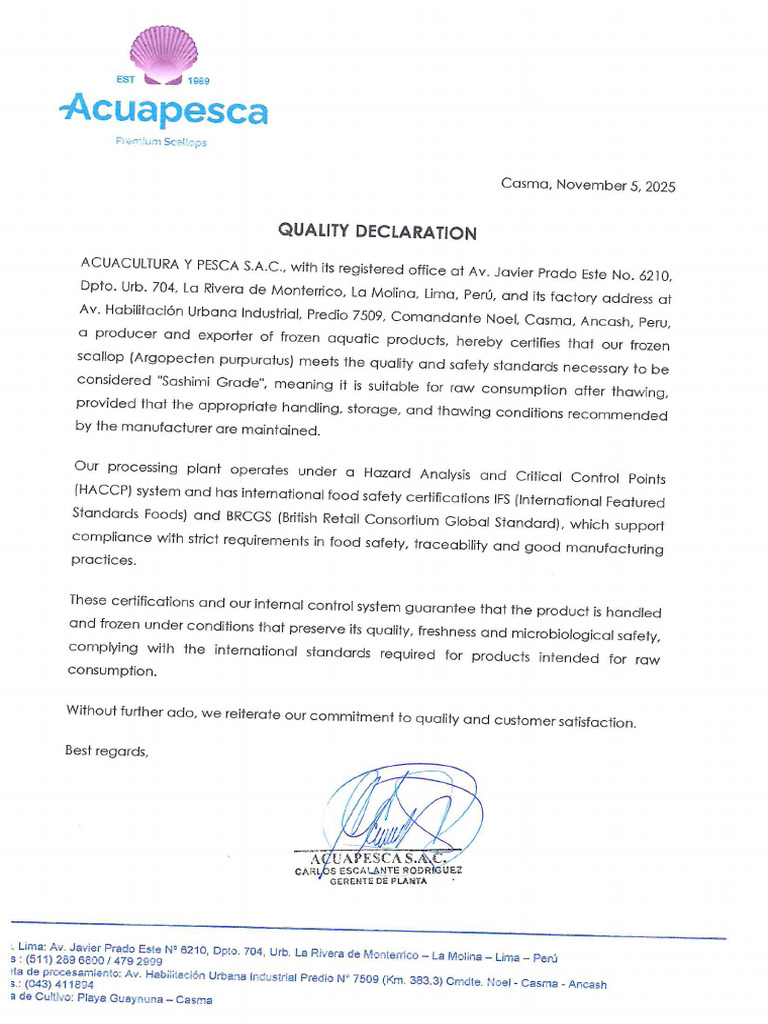 Letter Acuapesca | PDF