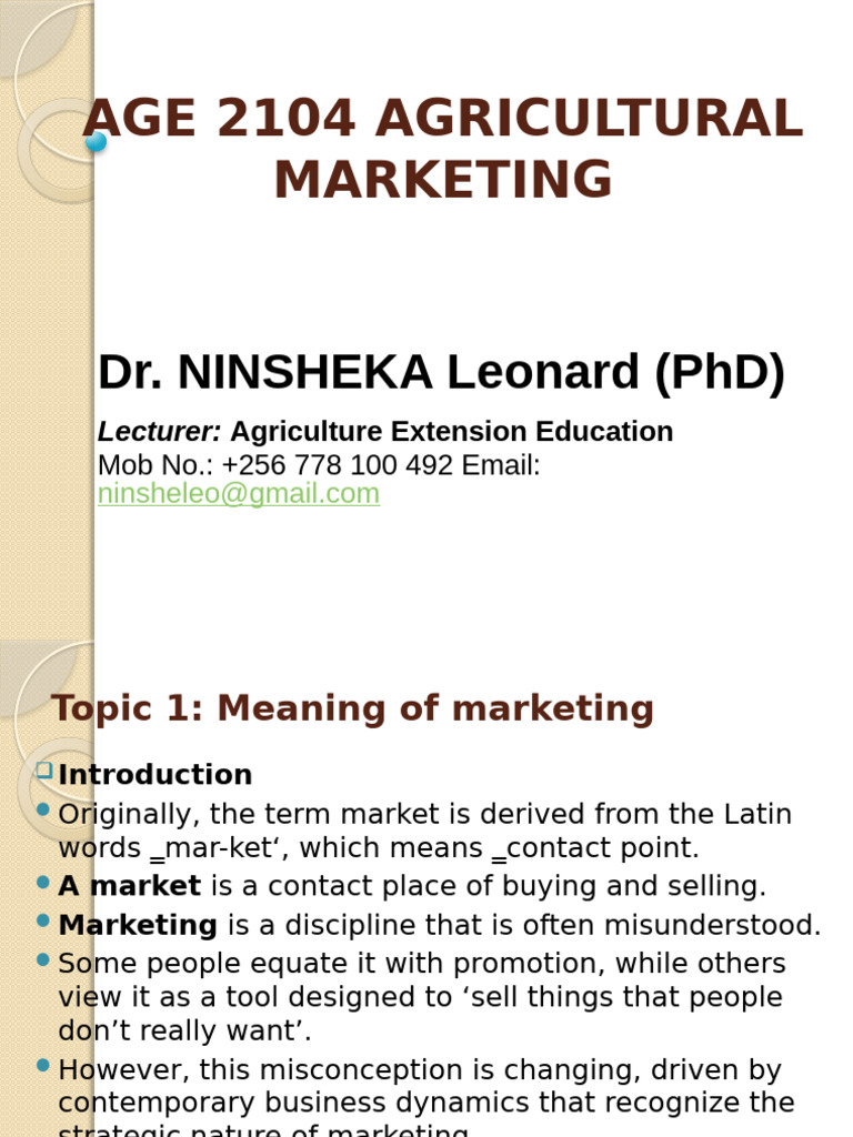 Understanding Agricultural Marketing Basics | PDF | Pricing | Marketing