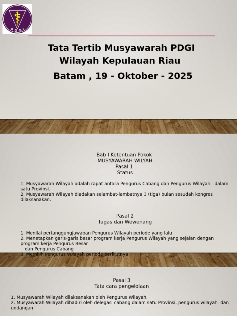 Tata Tertib Musyawarah PDGI Kepulauan Riau | PDF