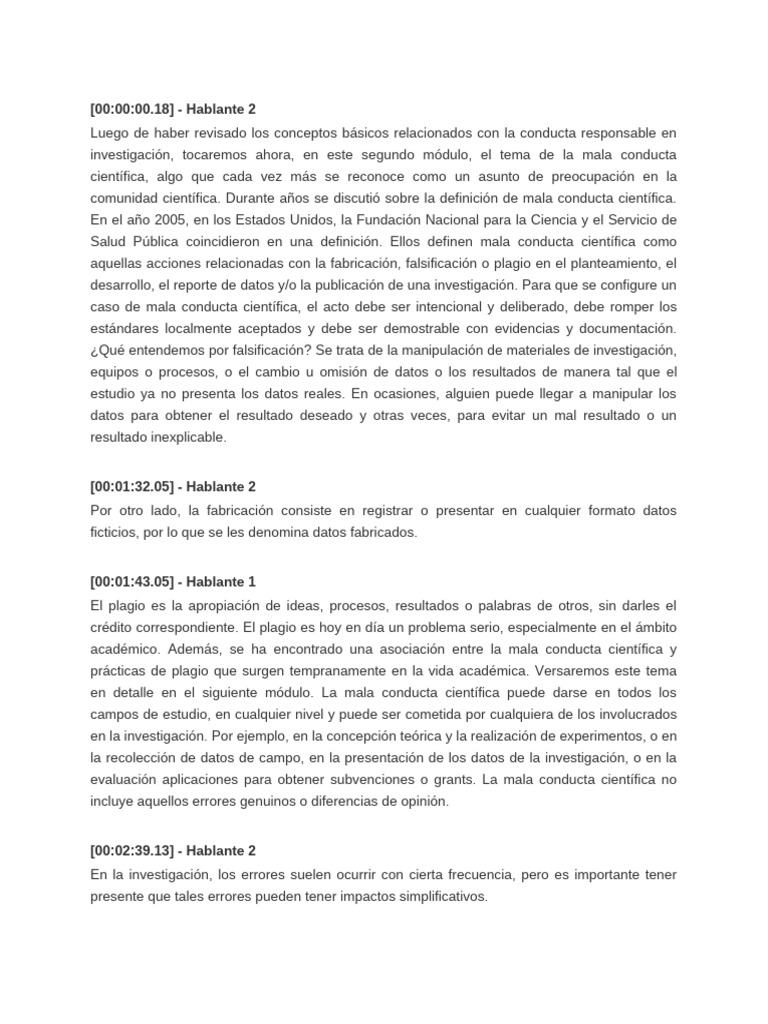Mala Conducta Científica: Definición y Ejemplos | PDF | Plagio ...