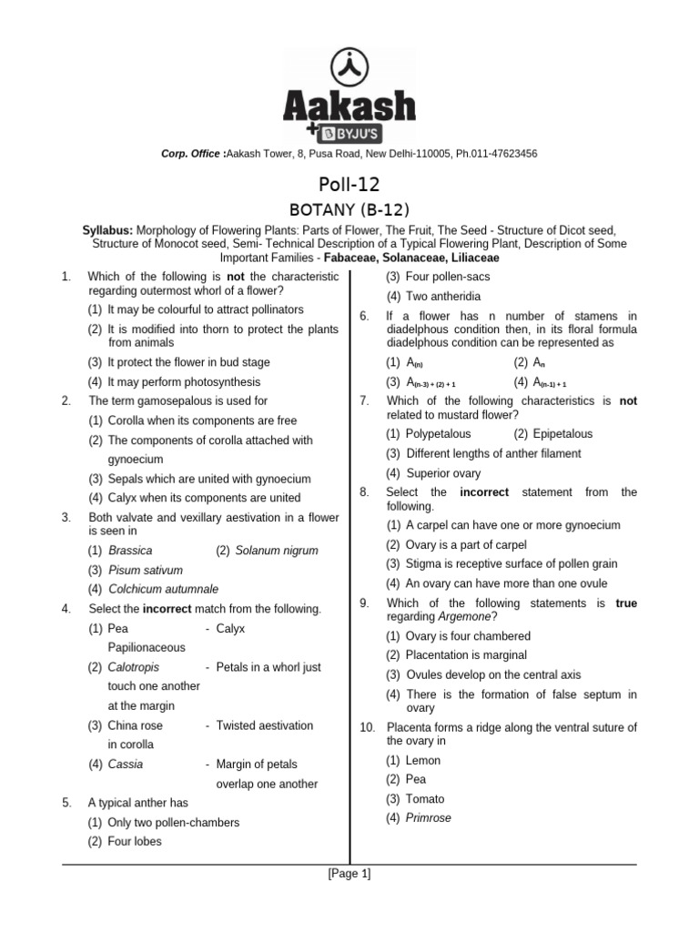 Botany Poll Morphology | PDF | Flowers | Seed